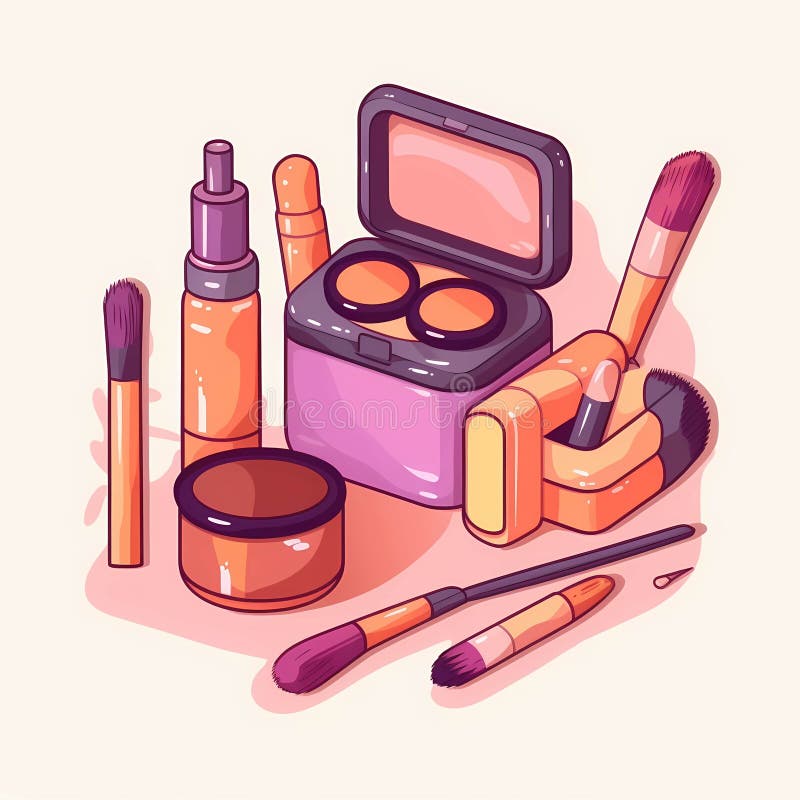 Makeup Elements Illustration, Cartoon Drawing Style Stock Illustration ...