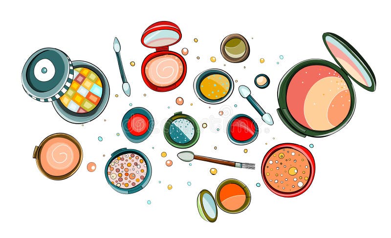 Makeup Eyeshadow Powder Collection Drawing Stock Vector - Illustration ...