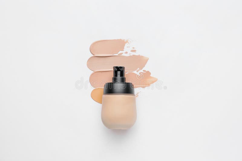 Bottle of Makeup Foundation and Samples on White Background Stock Image ...