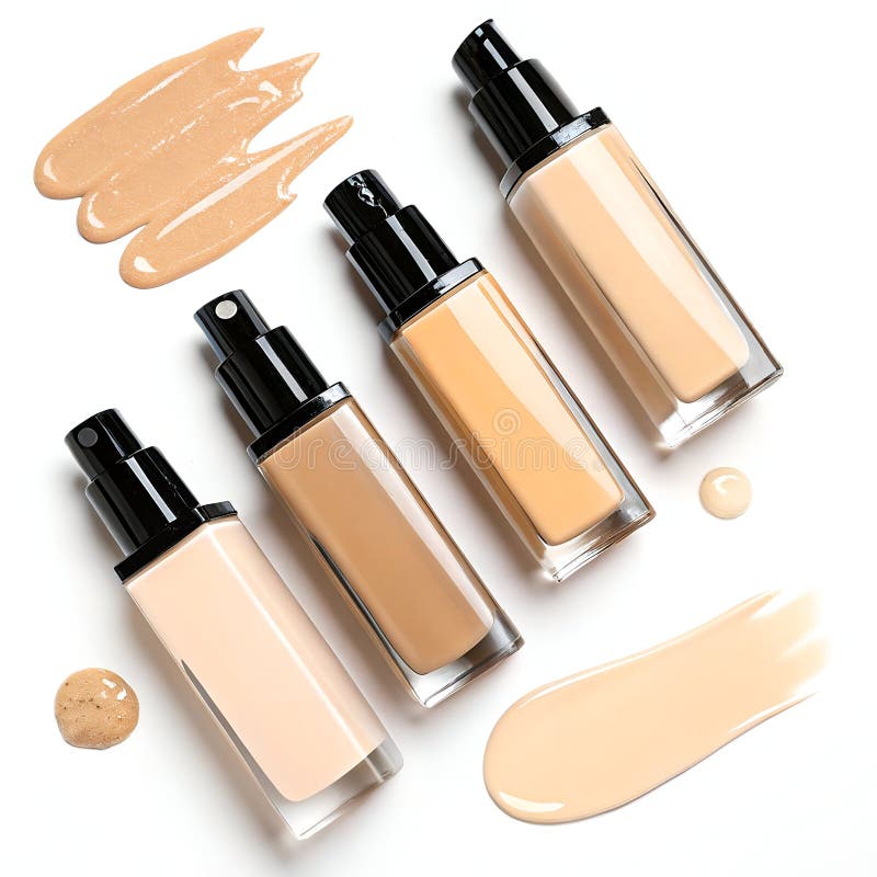 Makeup Foundation Bottles with Samples Isolated on White Stock Image - Image of samples, stylish ...
