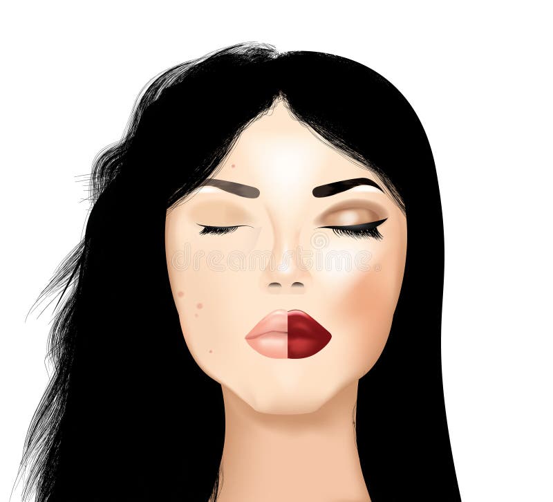 Makeup Before And After Half Face