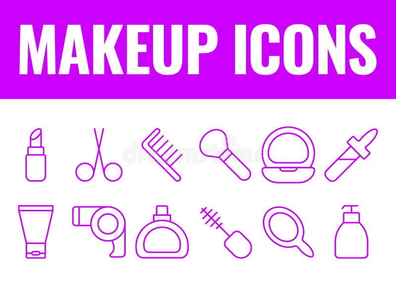 Makeup Icons Set Vector. Make Up Icons Vector. Cosmetics Icons Stock ...