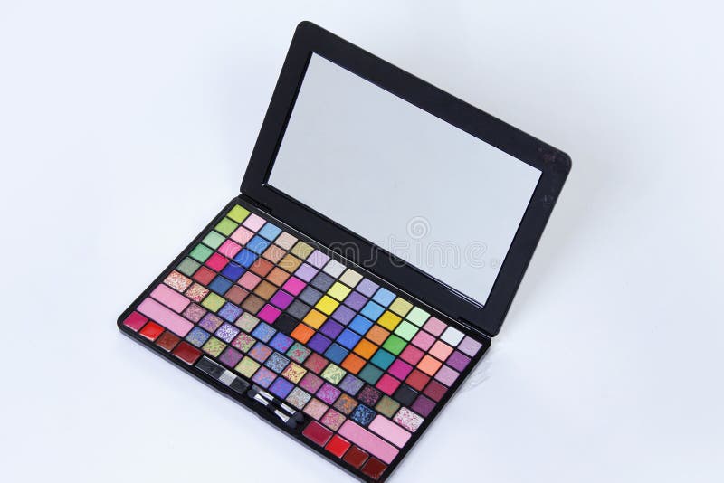 Makeup Kit with Assorted Colors and Mirror Stock Image - Image of ...