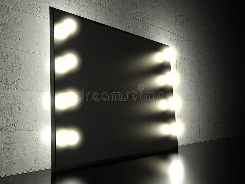 Makeup Mirror with Light Bulbs, Background Stock Illustration ...
