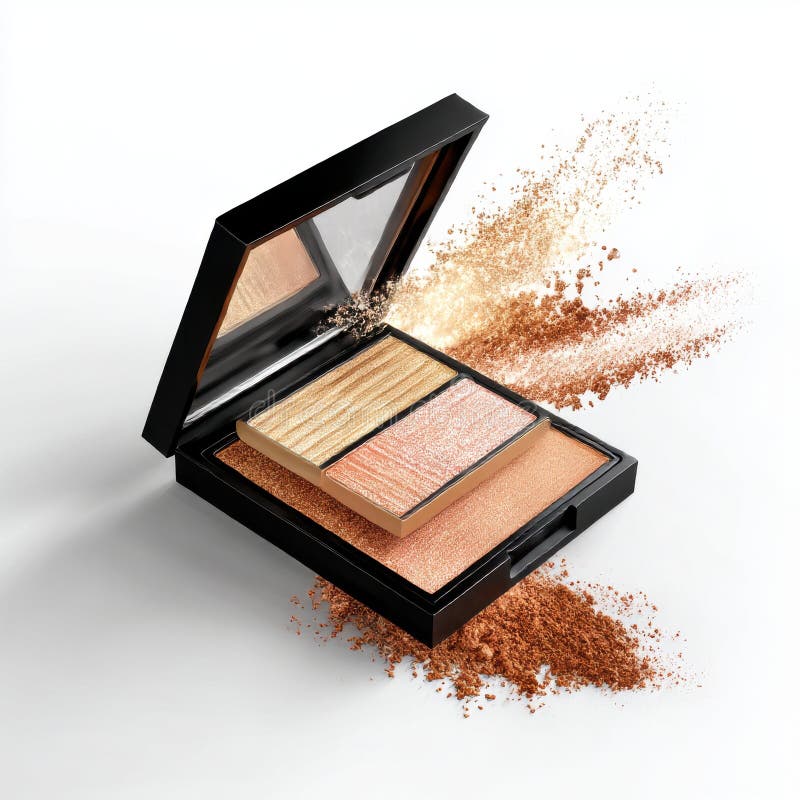 Makeup Palette with Powder Isolated on White Background Stock ...