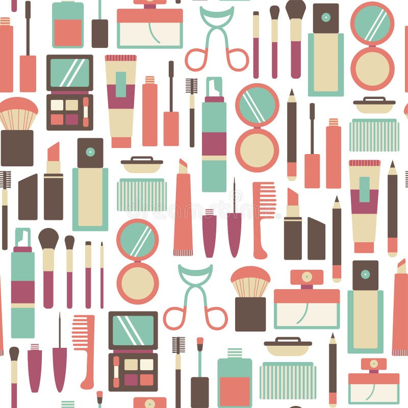Makeup pattern stock vector. Illustration of curler, brush - 40799522