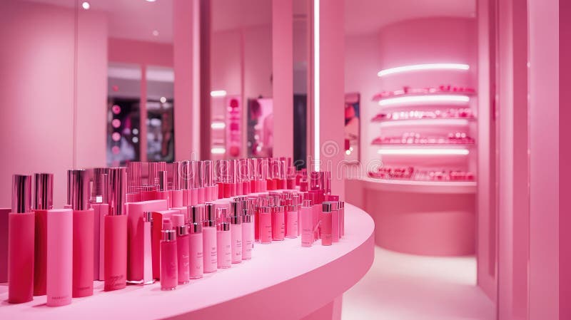 Makeup pink shop stock illustration. Illustration of soft - 375555184