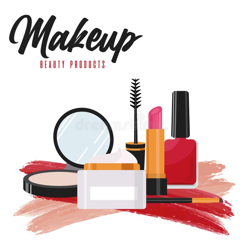 Makeup Poster Beauty Products Vector Stock Vector - Illustration of ...