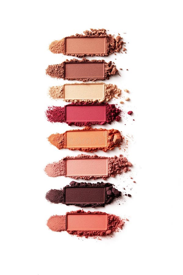 Makeup Powder Palette Arranged in Horizontal Line on White Background ...