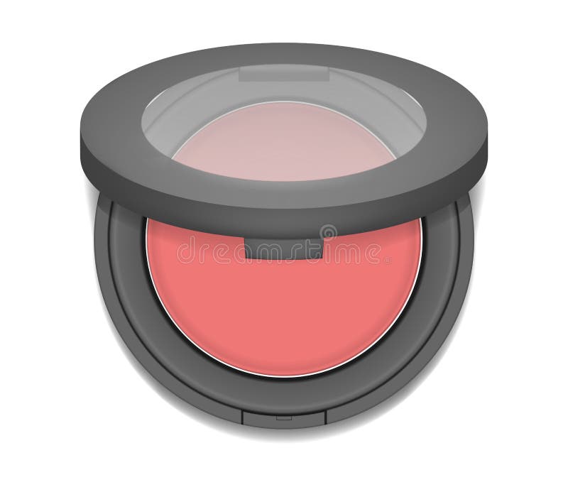 Makeup Product Packaging. Make-up Blush Open Round Case Top View ...
