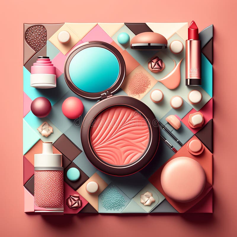 Makeup Product Textured Background (generative AI) Stock Illustration ...