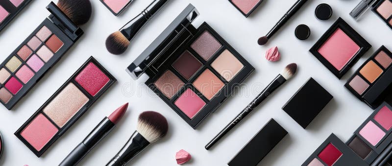 Makeup Products are Arranged in a Row on a White Surface Stock Image ...
