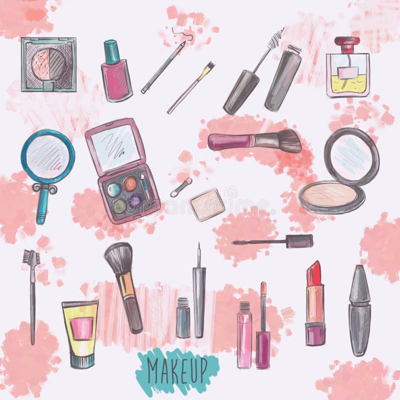 Makeup Products Set Stock Illustration Illustration Of Icons 88660312