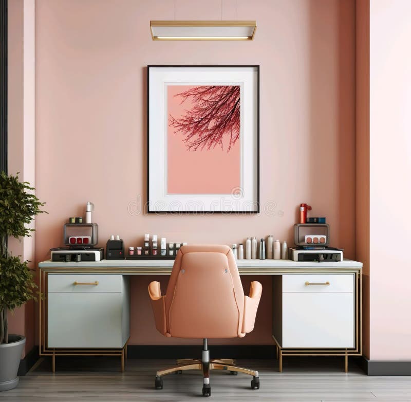 Makeup Room with Pink Color Style Stock Image - Image of room, wall ...