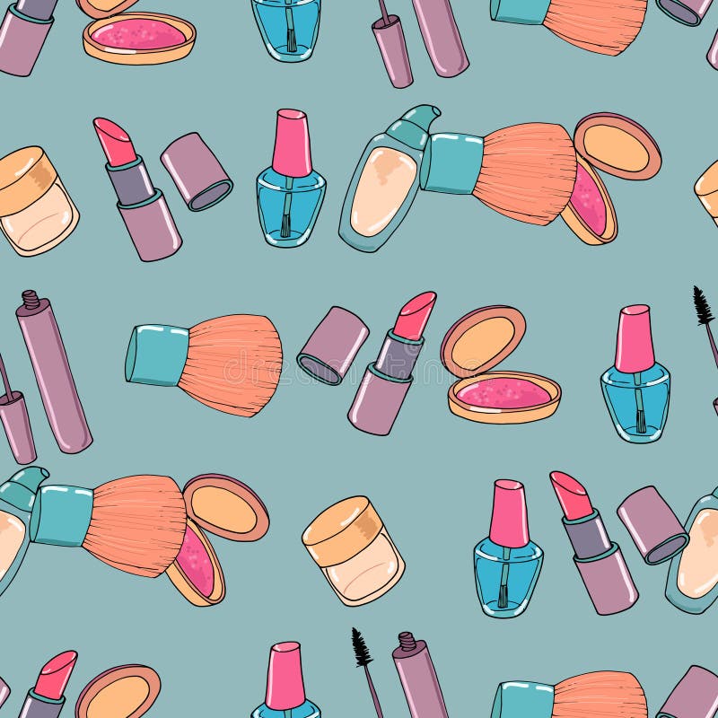 Makeup seamless pattern stock vector. Illustration of drawn - 60212438