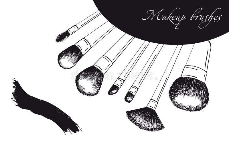 Makeup set sketch brushes stock vector. Illustration of computer - 90987420