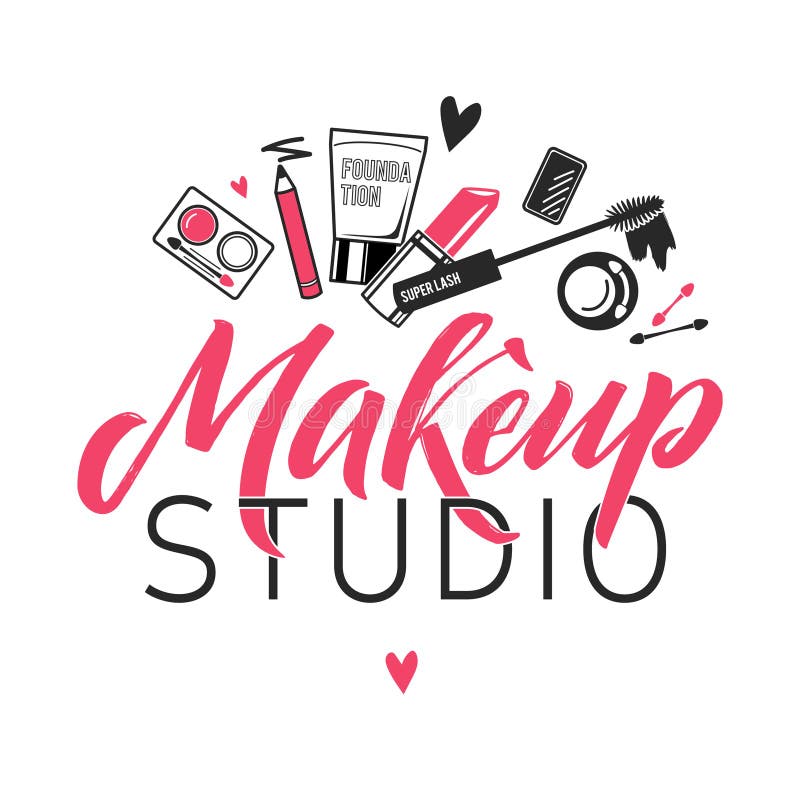 Makeup Studio Vector Logo. Illustration of Cosmetics. Lettering ...