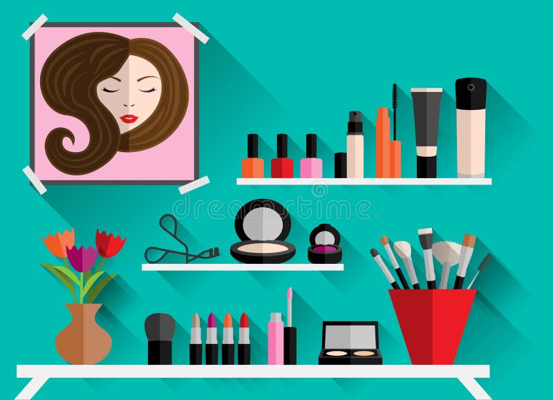 Makeup table vector stock illustration. Illustration of beautiful ...
