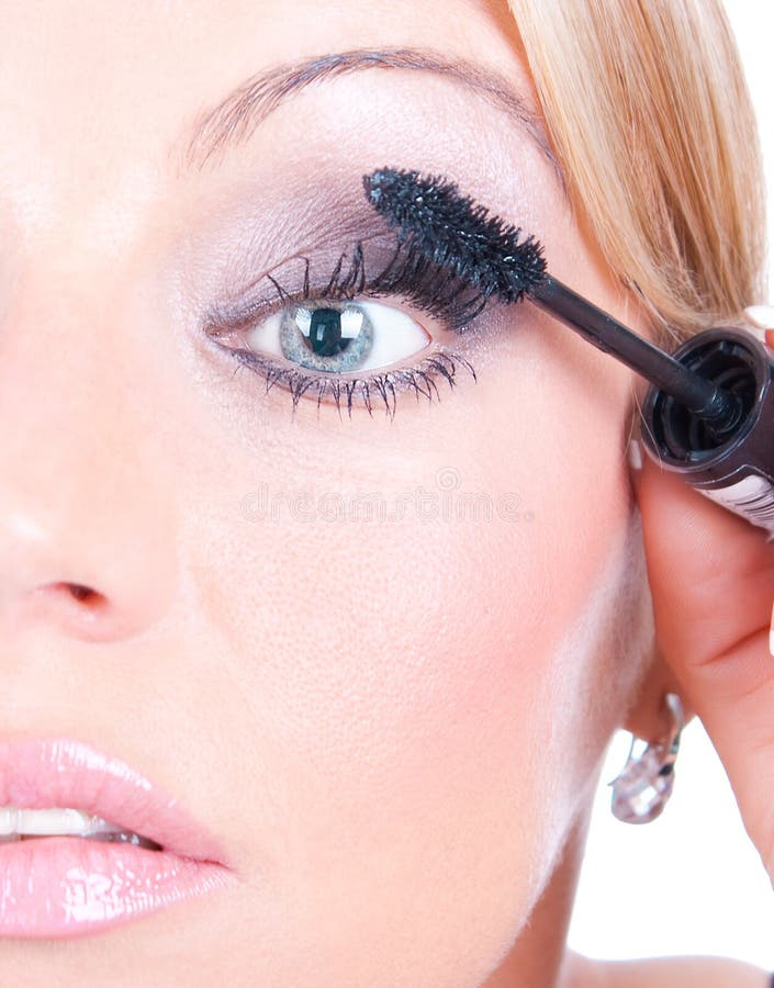 Makeup Woman Face Eyelash Treatment Stock Image - Image of application ...