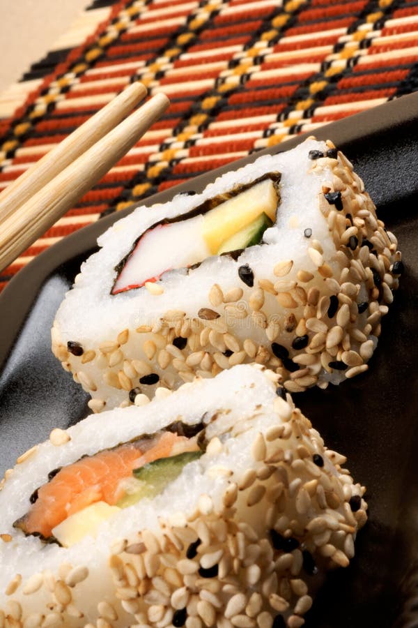 Maki sushi stock image. Image of fresh, sesam, rice, white - 19492319