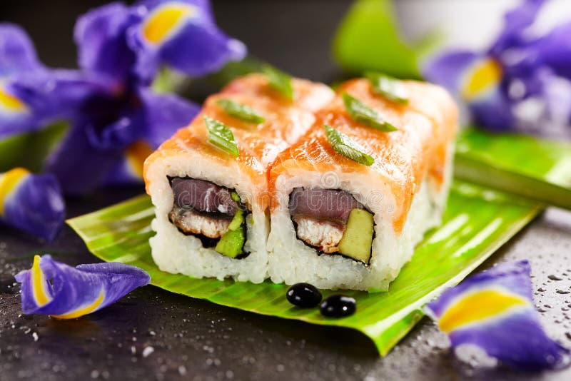 Maki Sushi Roll stock photo. Image of beautiful, colorful - 79377458