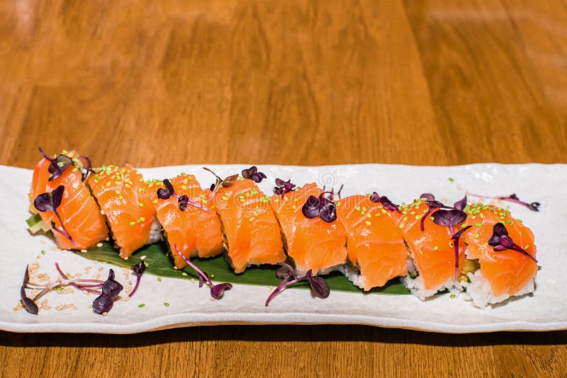 Maki Sushi set stock photo. Image of cuisine, wooden - 96291938