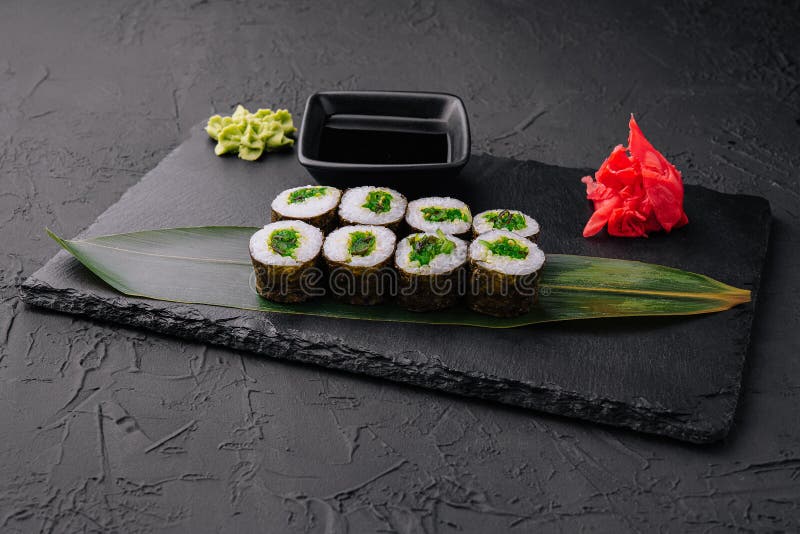 Maki Sushi with Spring Onion Inside Stock Photo - Image of maki, cheese ...