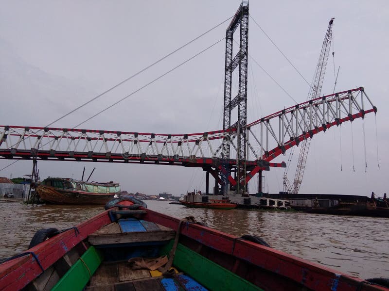 Making Ampera bridge 2 stock photo. Image of tehnology - 121461176