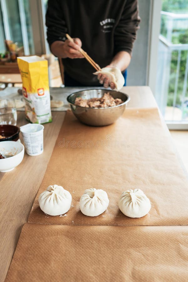 Making baozi bun stock image. Image of freshness, icing - 274501031