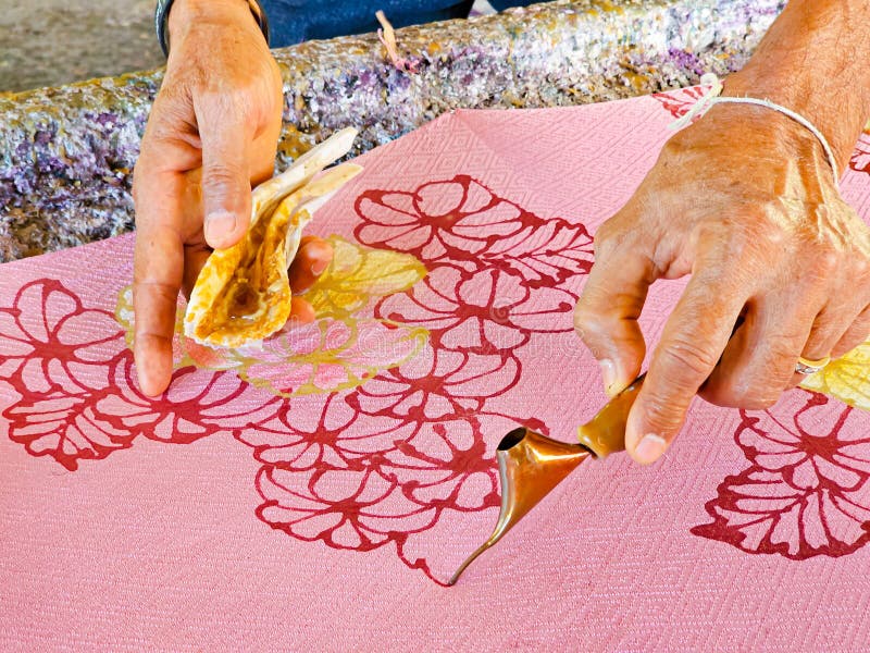 Making Batik by Drawing Beautiful Patterns by Hand Stock Image - Image ...