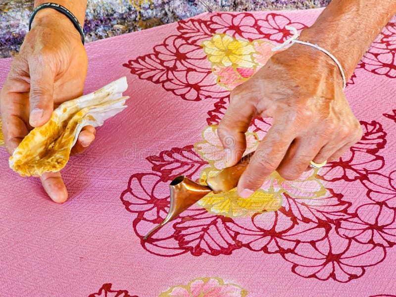 Batik Fabric with Beautiful Colorful Patterns in Thailand Stock Image ...
