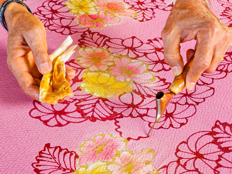 Making Batik by Drawing Beautiful Patterns by Hand Stock Photo - Image ...