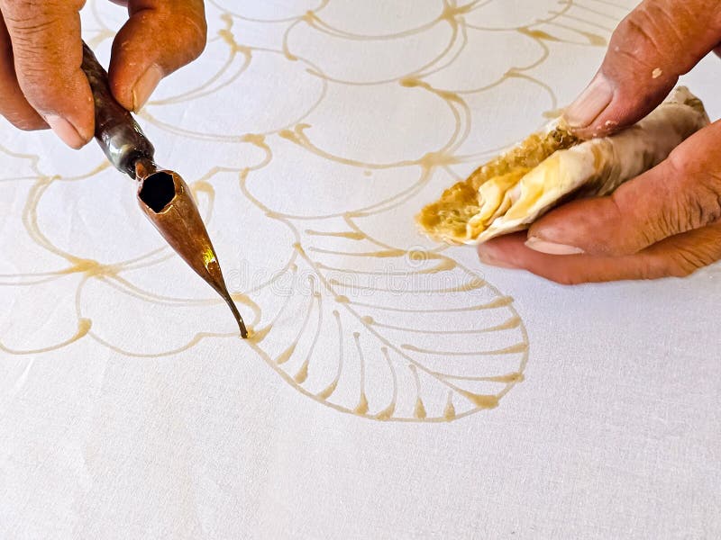 Making Batik by Drawing Beautiful Patterns by Hand Stock Photo - Image ...