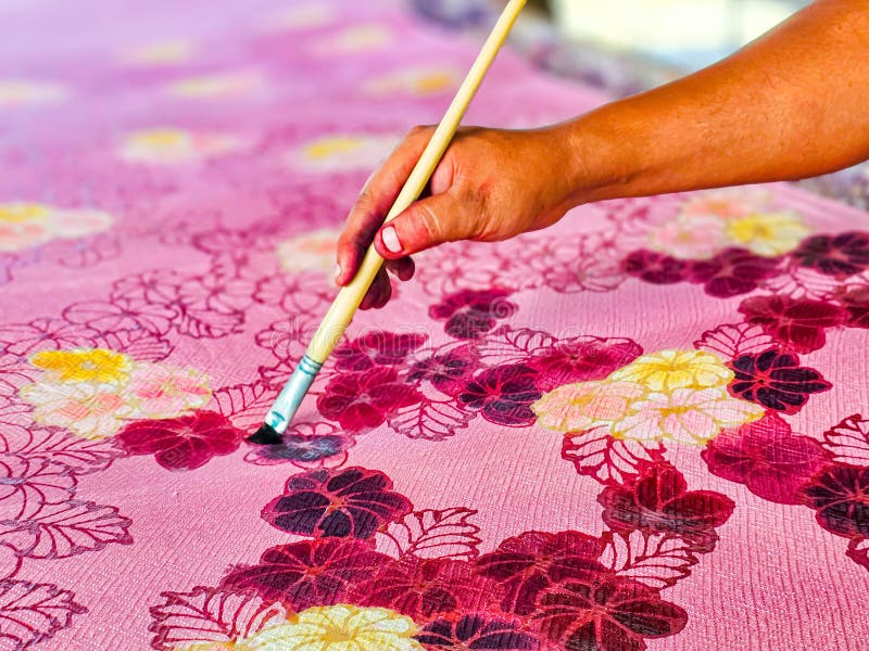Batik Fabric with Beautiful Colorful Patterns in Thailand Stock Photo ...