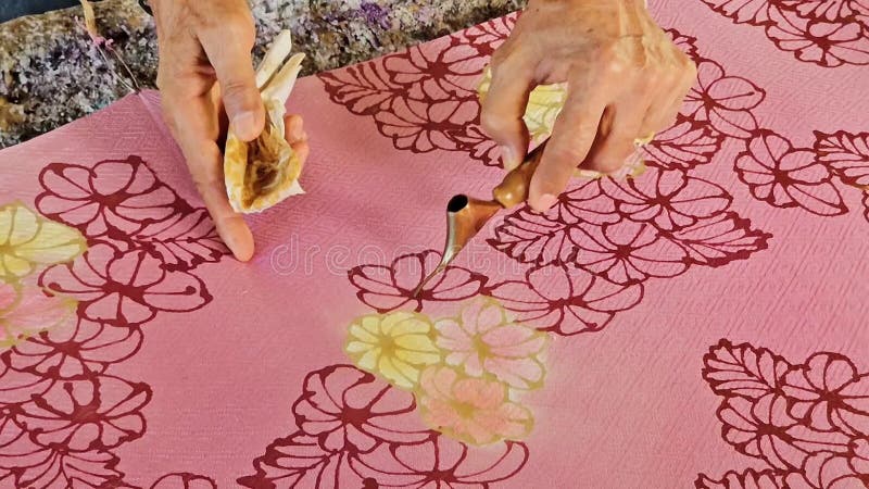 Making Batik by Drawing Beautiful Patterns by Hand. Stock Video - Video ...