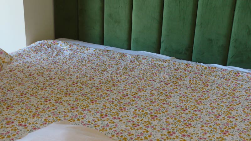 Making a Bed with Floral Patterned Sheets Stock Footage - Video of flowers, floral: 357190940
