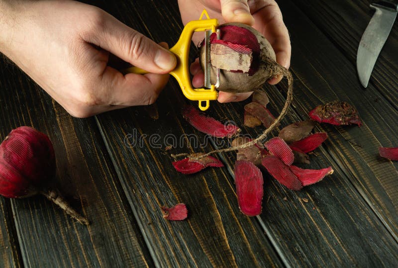 Making Beetroot Drink or Smoothie at Home. Close-up of Man Hands ...