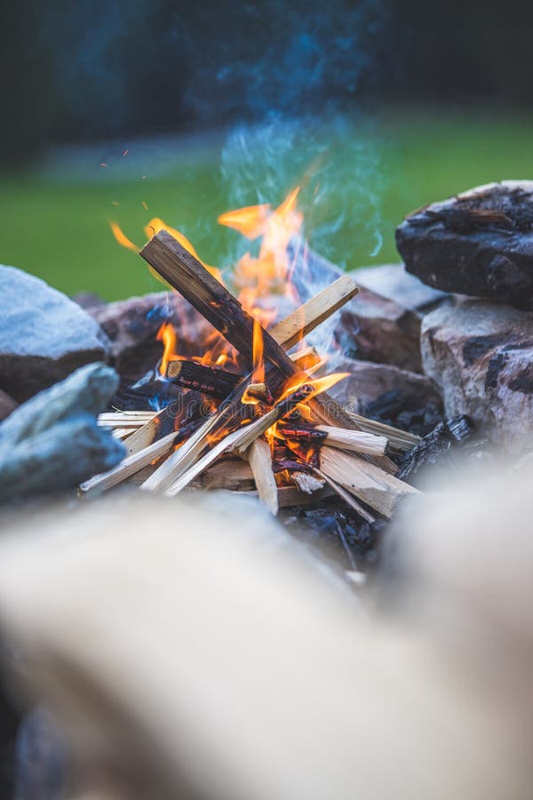 Making a Bonfire: Small Flame on a Camping Trip, Adventure Outdoors ...