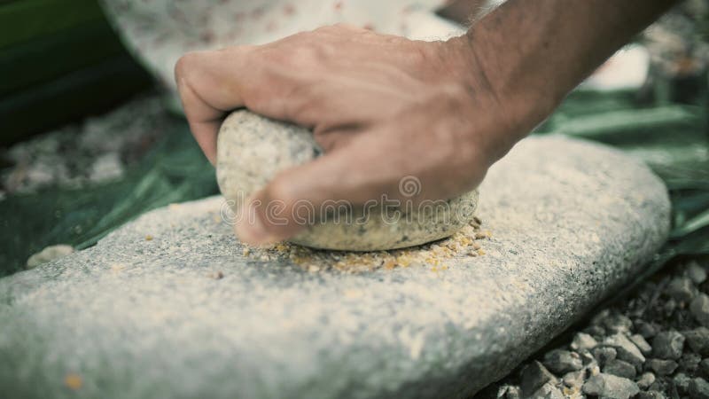 Making Bread Flour in a Primitive Historic Way Stock Image - Image of ...