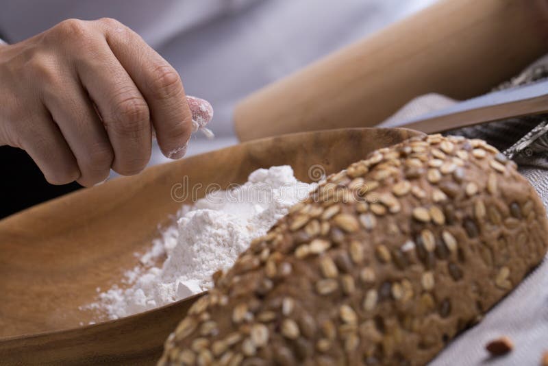 Making bread stock image. Image of almond, kitchen, food - 84272383