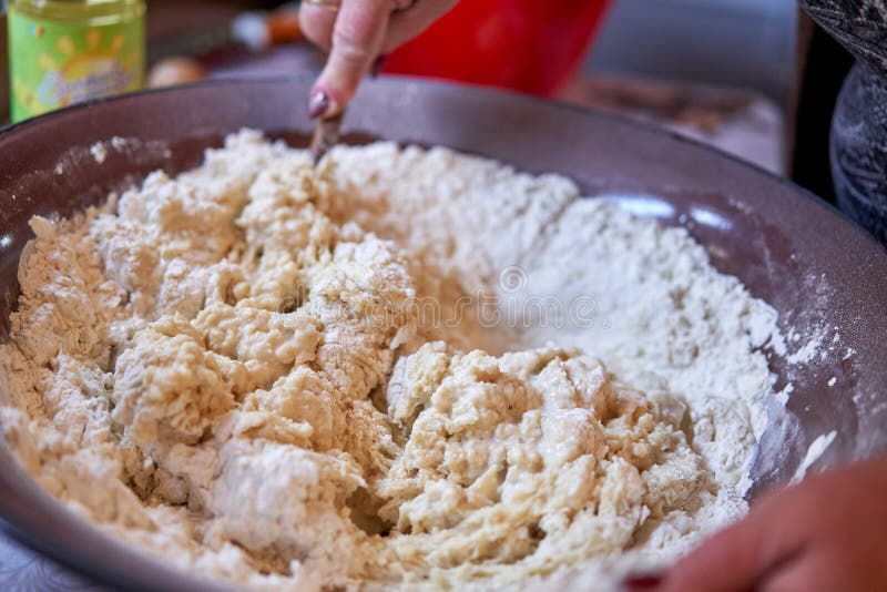 Making cake dough stock image. Image of spoon, bakery - 204167743