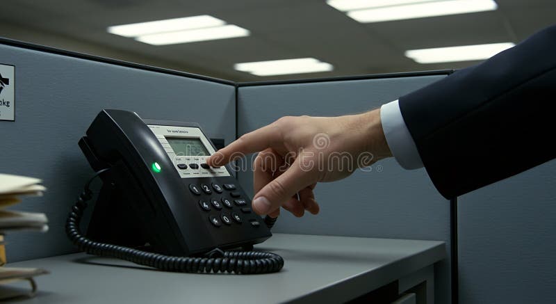 Making a Call Anonymously from Office Phone in a Cubicle Stock ...