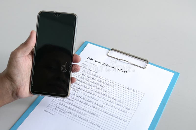 Telephone Reference Check Form on Potential Employees Stock Image ...