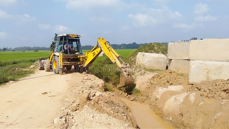 Bulldozer, Jcb Making Canal Editorial Stock Photo - Image of ...