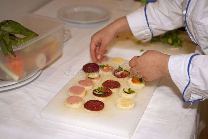 Making canapes stock photo. Image of bread, breakfast - 39838444