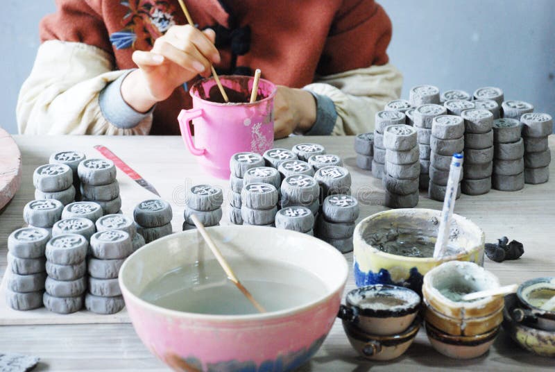 Making ceramic artwork stock image. Image of heated, kiln - 4594769