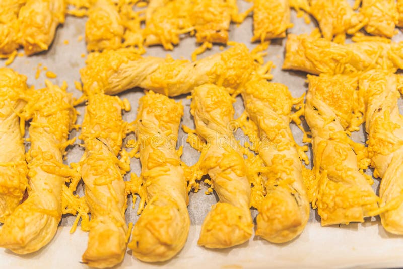 Making Cheese Stems that Just Come Out of the Oven. Stock Photo - Image ...