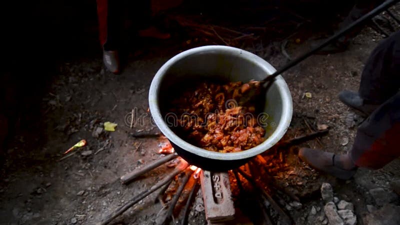 Making Chicken on High Flame and Continuously Stirring it. Stock ...