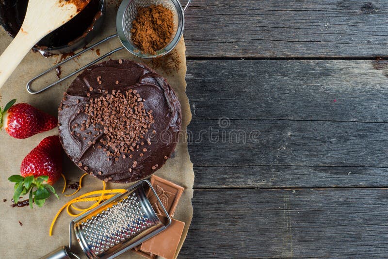 Making Chocolate Cake, View from Above Stock Photo - Image of gourmet ...
