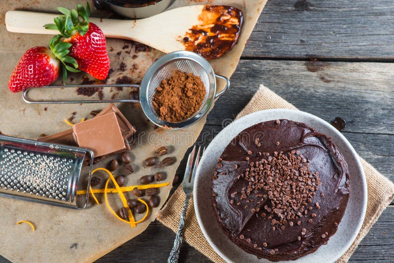 Making Chocolate Cake, View from Above Stock Image - Image of eating ...
